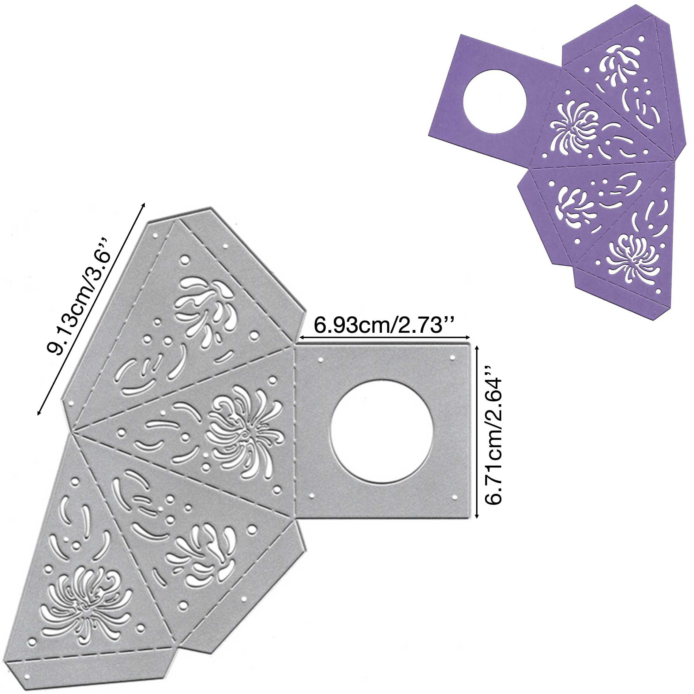 Pyramid Metal Cutting Die 3D Lantern Box Die-cut Stencil Template ...