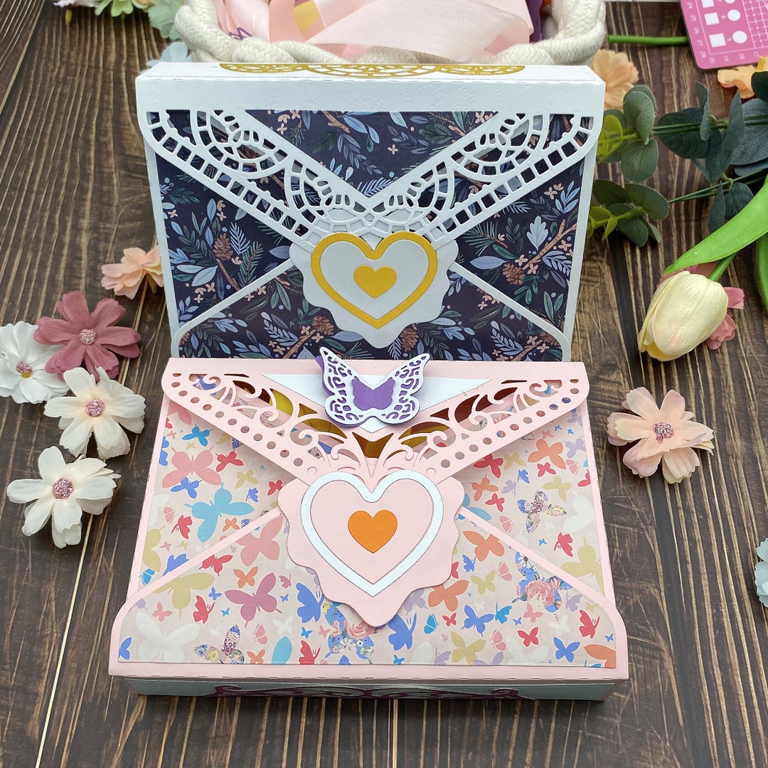 3D Envelope Box Metal Cutting Die Set Flower Chocolate Gift Holder Die ...
