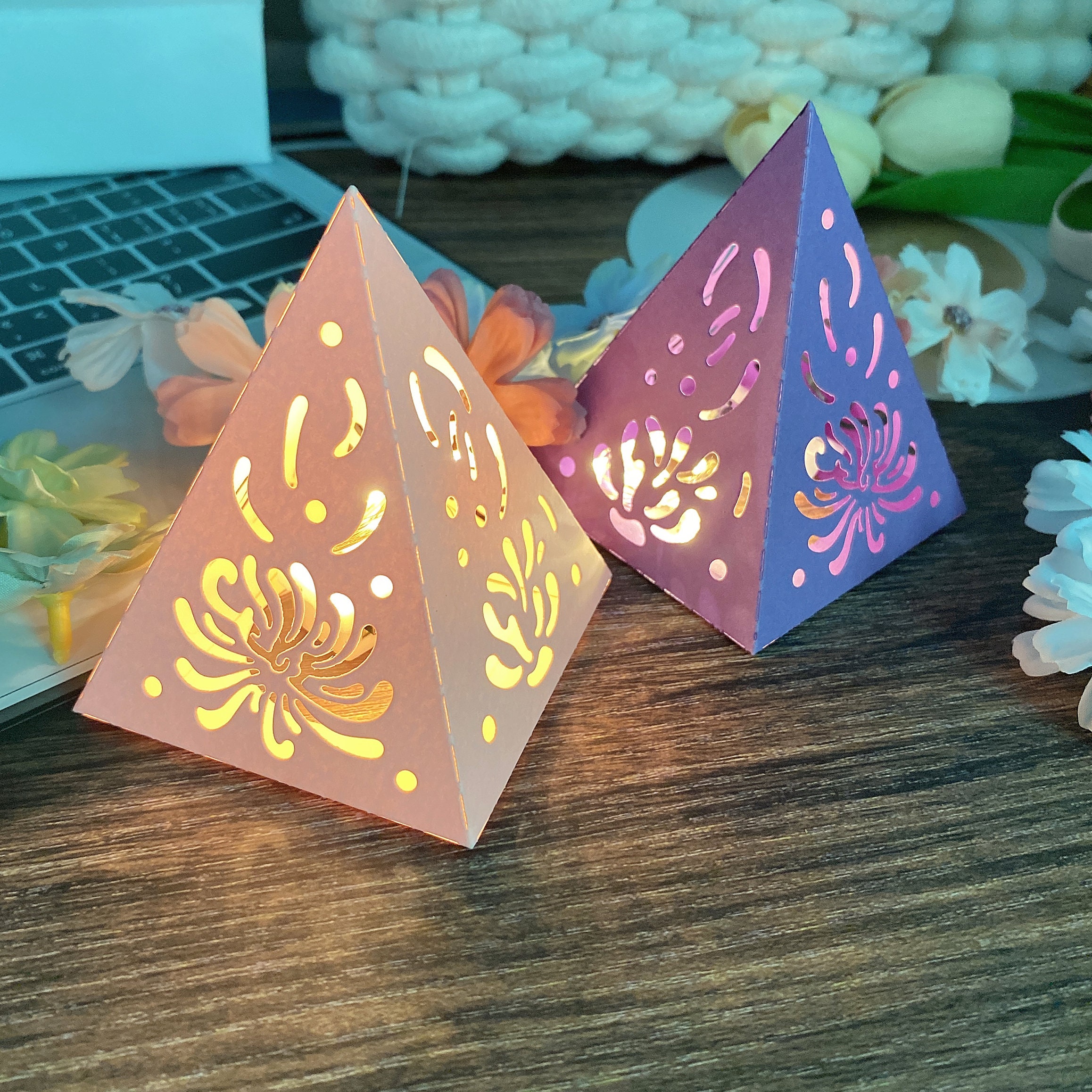 Pyramid Metal Cutting Die 3D Lantern Box Die-cut Stencil Template ...