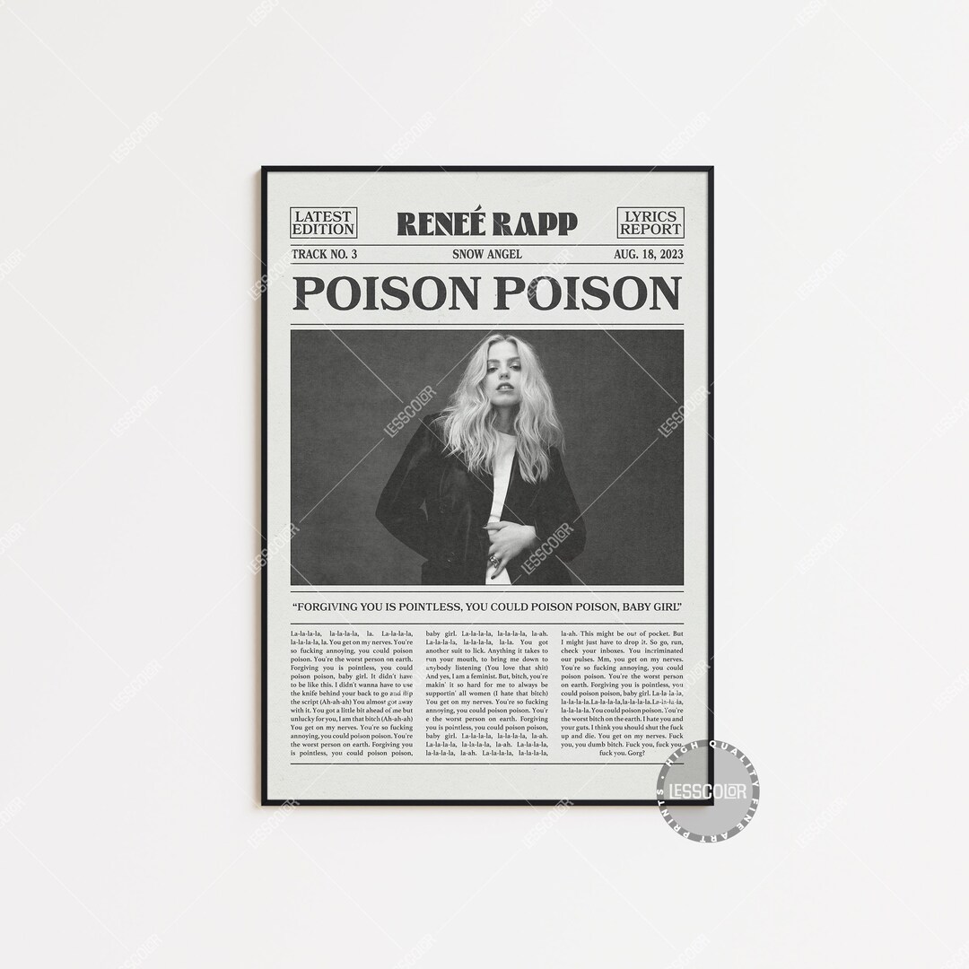Renee Rapp Retro Newspaper Print, Poison Poison Poster, Poison Poison ...