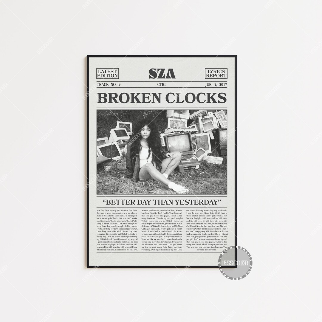 SZA Poster Broken Clocks Poster, CTRL Poster, SZA Tracklist Album Cover ...