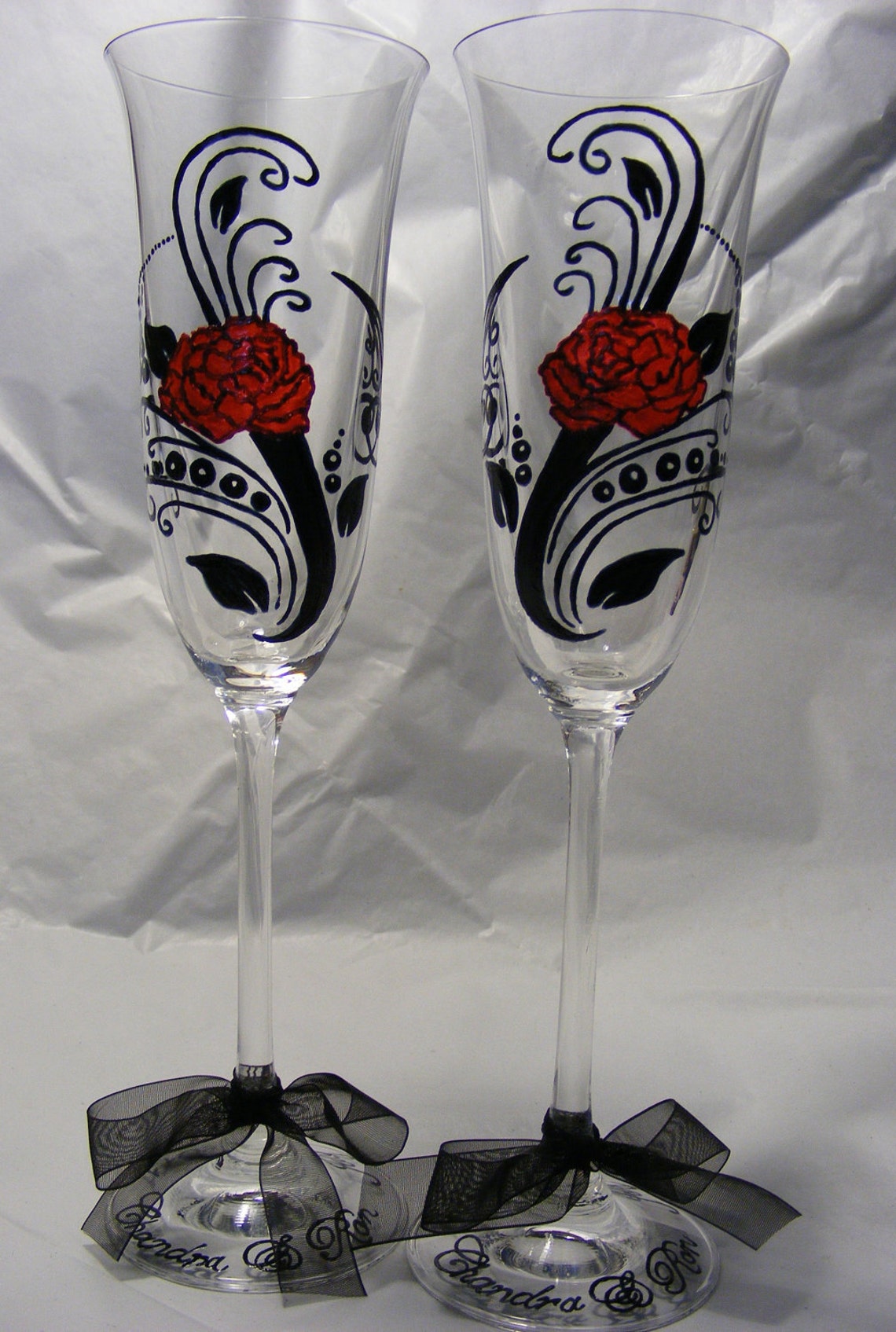 Custom Hand Painted Wedding Glasses, Set of 2 - Etsy