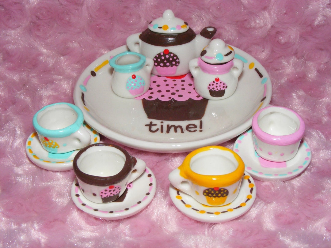 Colorful Cupcake Hand Painted Miniature Tea Set - Etsy