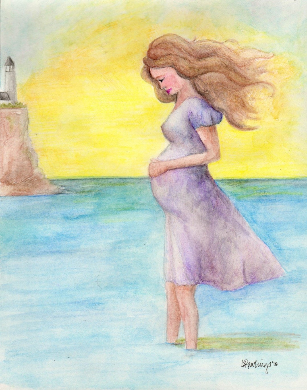 Breeze--original Watercolor Pencil Drawing - Etsy