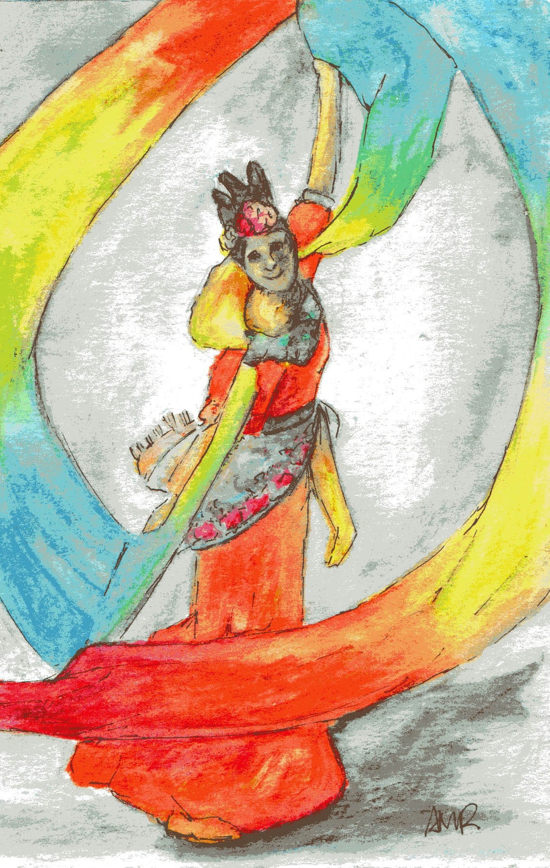 Ribbon Dancer--original Watercolor Pencil Drawing - Etsy