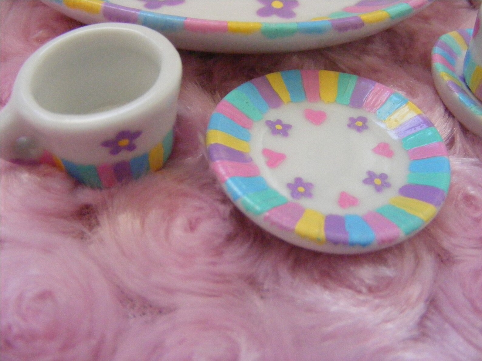 Hand painted pastel tiny tea set | Etsy