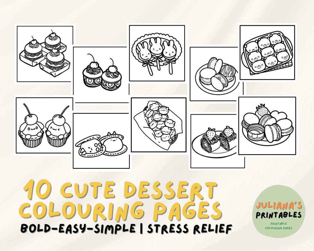 Cute Dessert Coloring Pages | Dessert Coloring Pages | Stress Relief ...