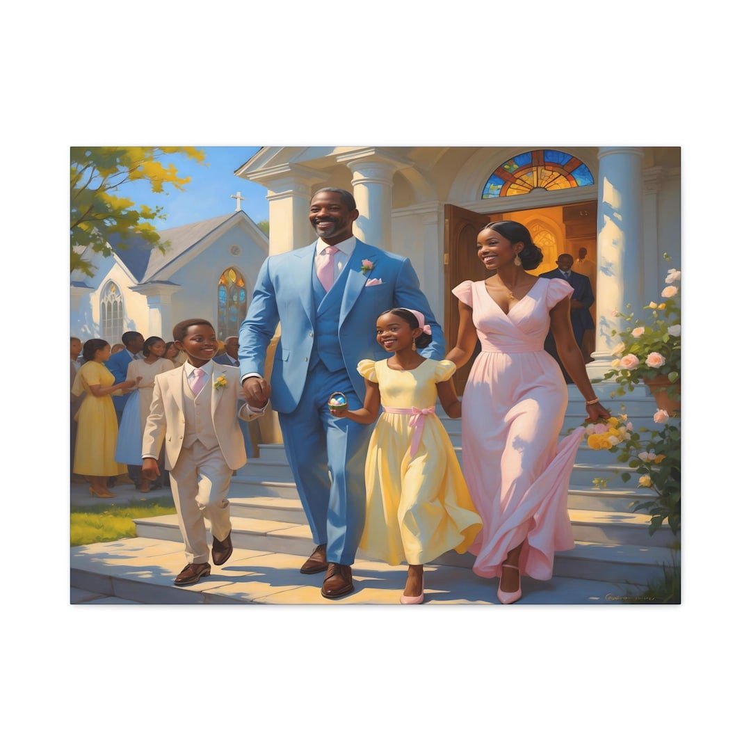 Faith & Family - Black Church Sunday Oil Painting Canvas - Etsy
