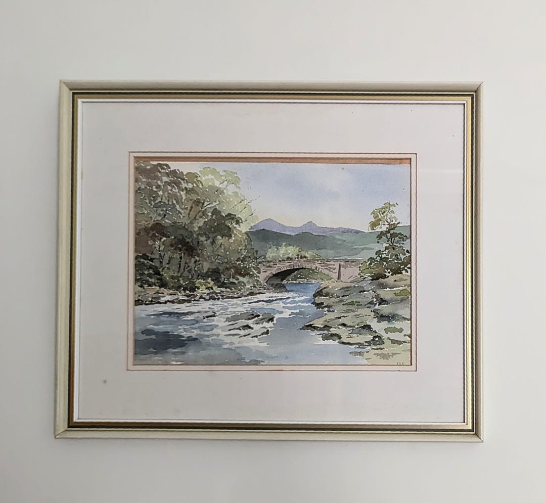 Vintage Falls of Dochart Watercolor Painting by Ronald Morgan, Scotland ...