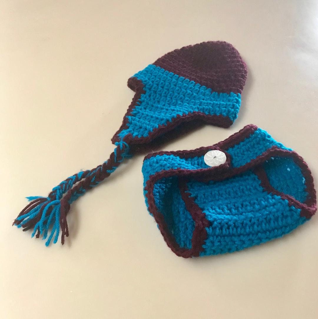 Newborn Ear Flap Hat and Diaper Cover Crochet Baby Boys and Girls - Etsy