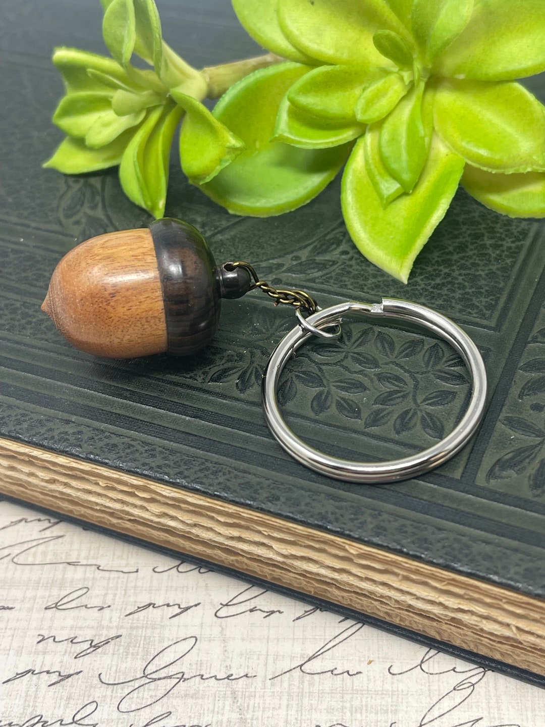 1 Wooden Ebony Acorn Nut Keepsake Key Chain Wish Box Acorn Locket for ...