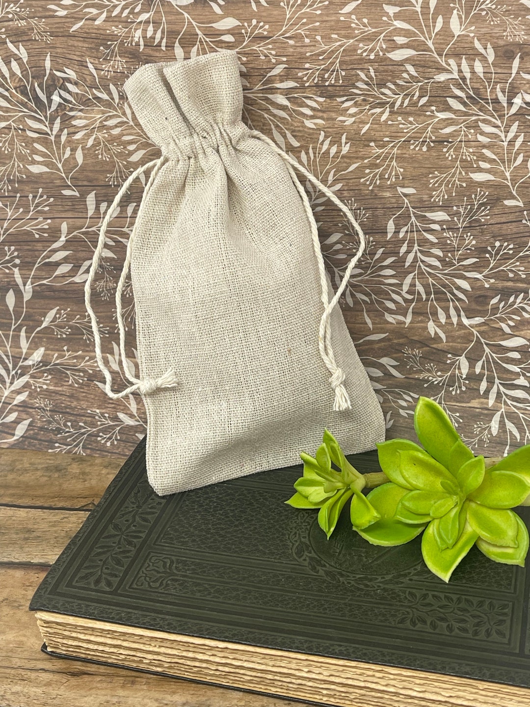 12 Simple Blank Natural Linen Bags Drawstring Bag Linen Pouch & Gift 4 ...