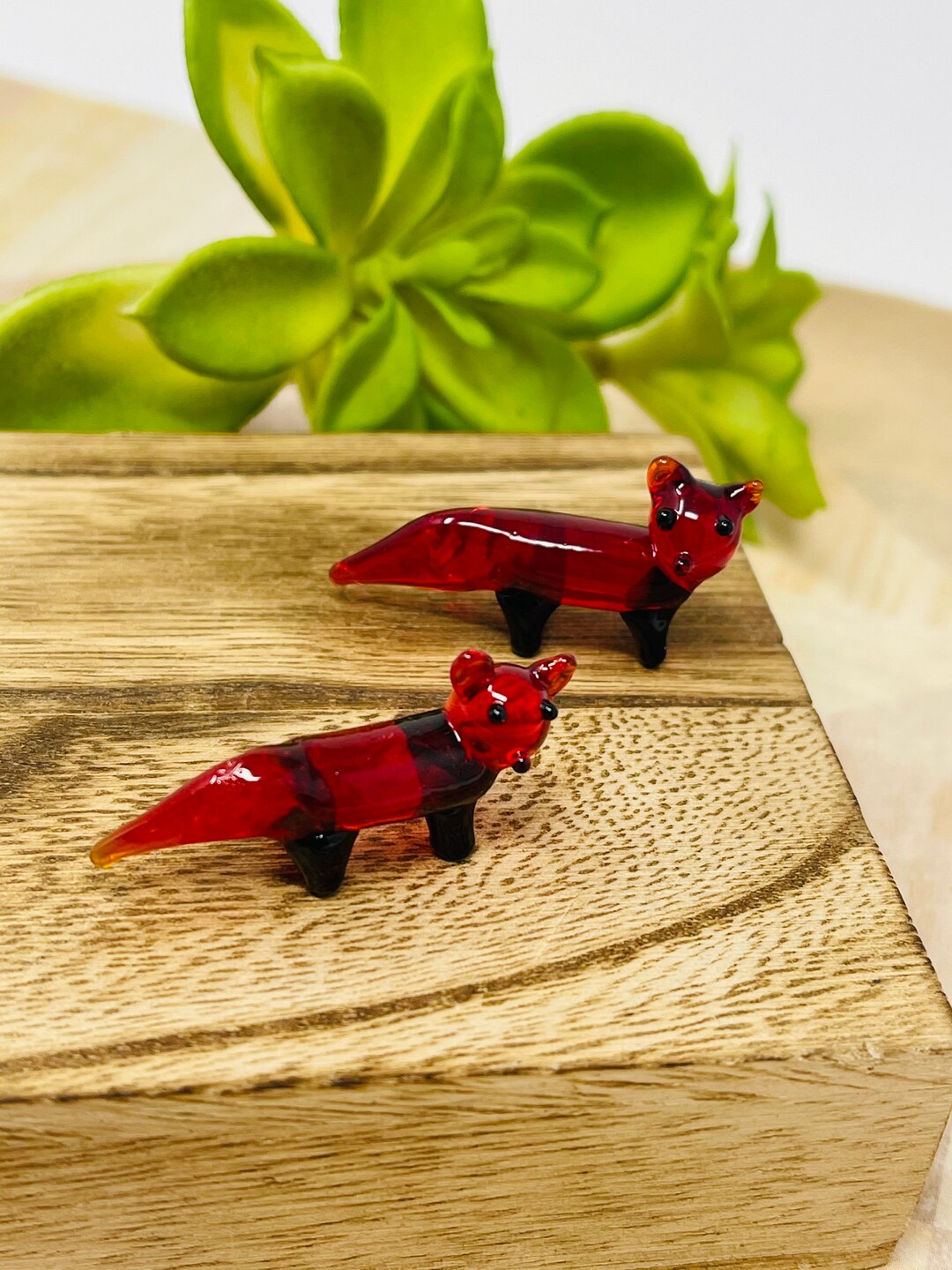 2 Glass Mini Red Fox Coyote Lampwork Figurines - Miniatures - Etsy