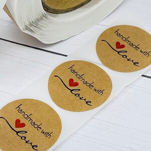 500 Handmade With Love Roll of Stickers Seals Adhesive - Gift Bags ...
