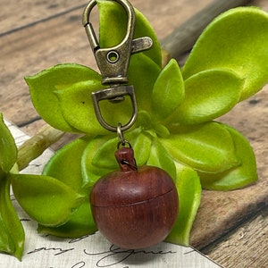 1 Wooden Apple Keepsake Pendant - Apple Wish Box - Apple Screw Cap Lid ...