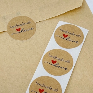 500 Handmade With Love Roll of Stickers Seals Adhesive - Gift Bags ...
