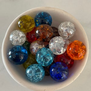 20 Rainbow Mix Hand Crackled Glass Marbles for Gift or Decor Red Blue ...