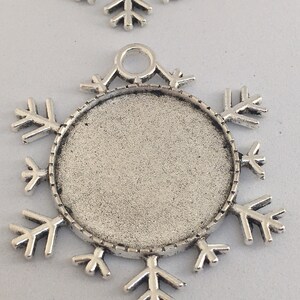 20 Snowflakes Bezels Settings With 25mm Cabochon Base Snow Ornament Antique Silver - Etsy