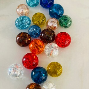 20 Rainbow Mix Hand Crackled Glass Marbles for Gift or Decor Red Blue ...