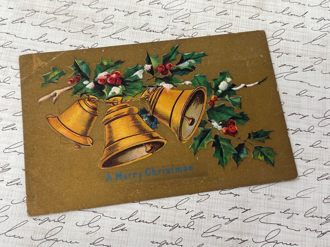 Antique Early 1900's Christmas Card Postcard House Ephemera Greetings ...