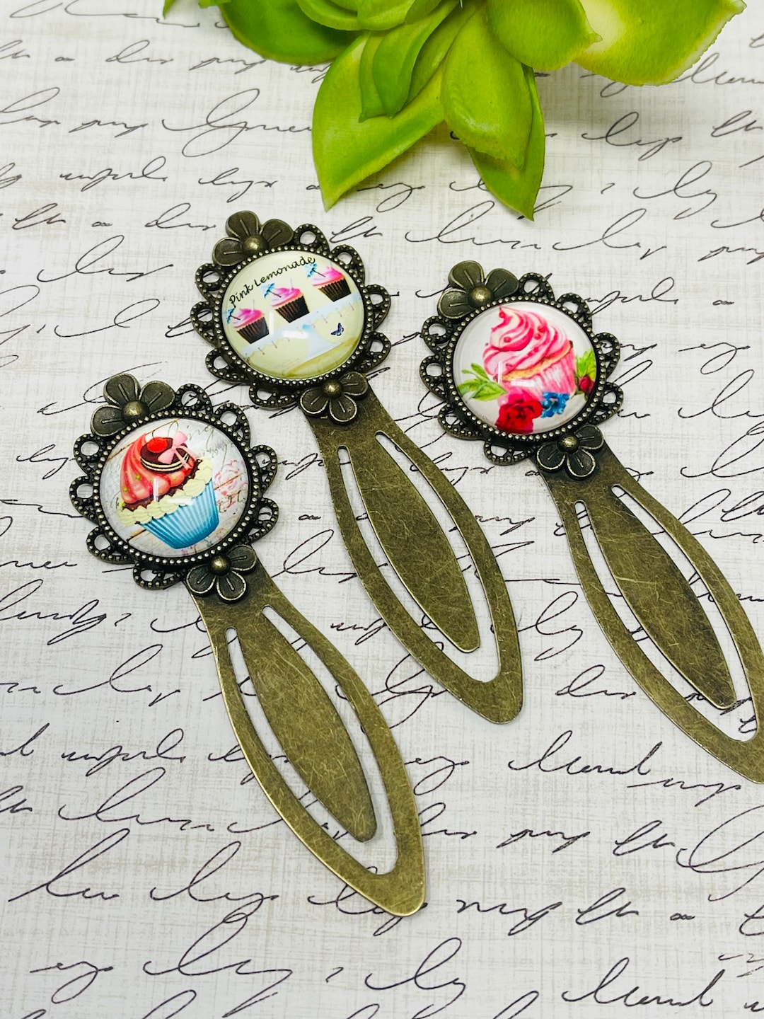 3 Cute Cupcake Birthday Antique Bronze Bookmark Clips - Gifts for Her ...