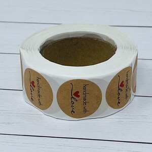 500 Handmade With Love Roll of Stickers Seals Adhesive - Gift Bags ...
