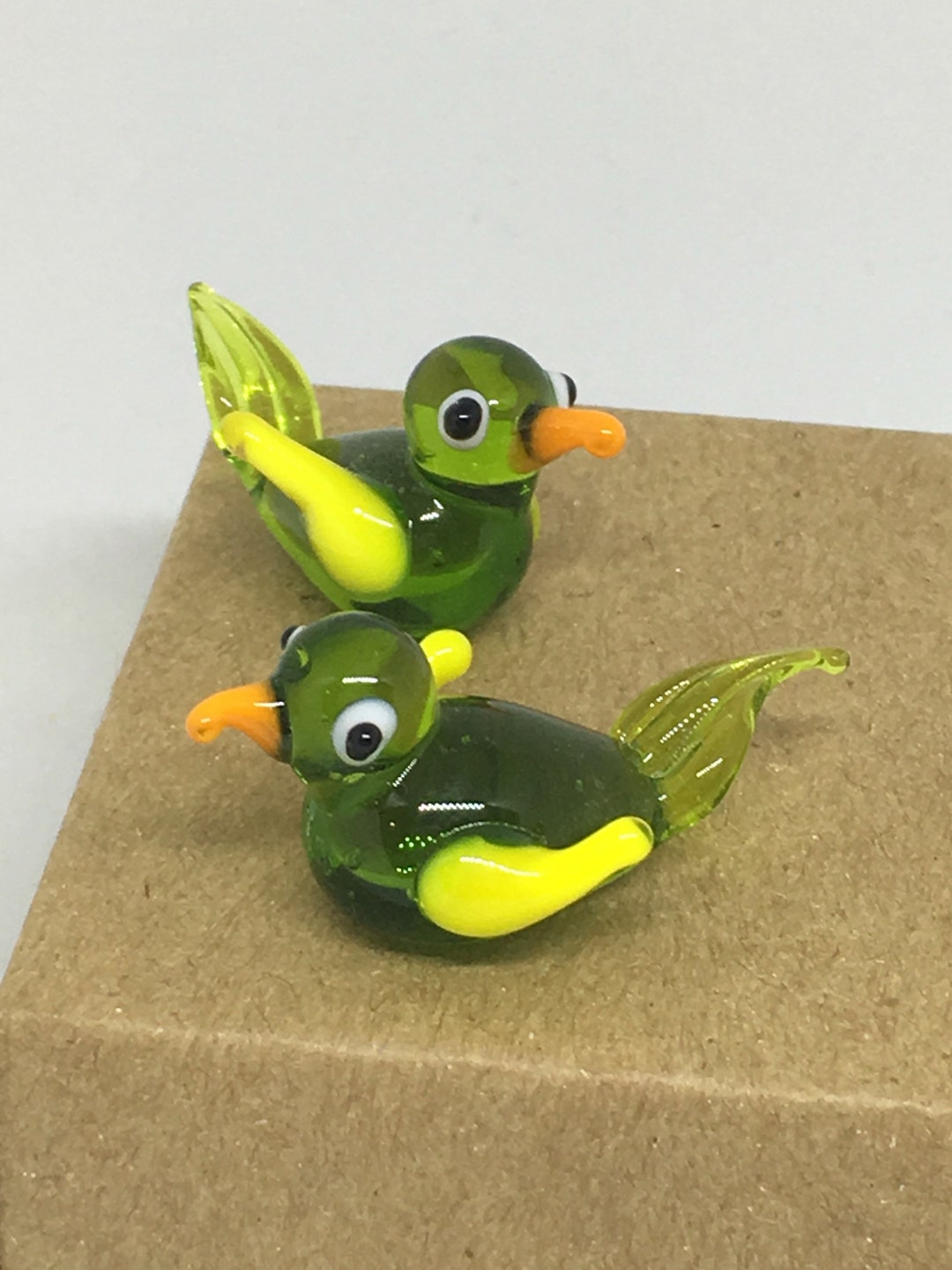 2 Glass Ducks Lampwork Figurines - Home Decor - Mallard Bird Water Fowl ...