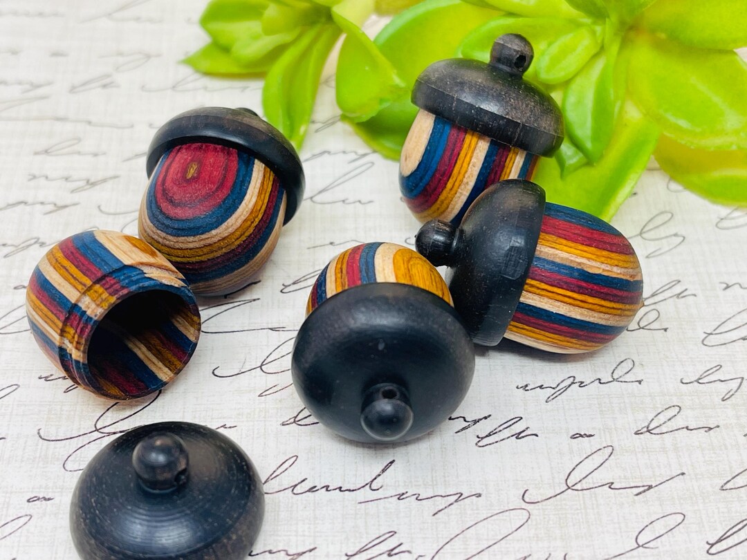 1 Woodenrainbow Fall Striped Acorn Nut Keepsake Pendant - Fall Wish Box ...