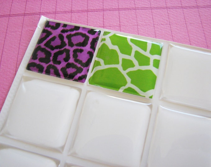 100 .... 1 Inch Square Epoxy Stickers Resin Drops Pendant Domes Peel ...