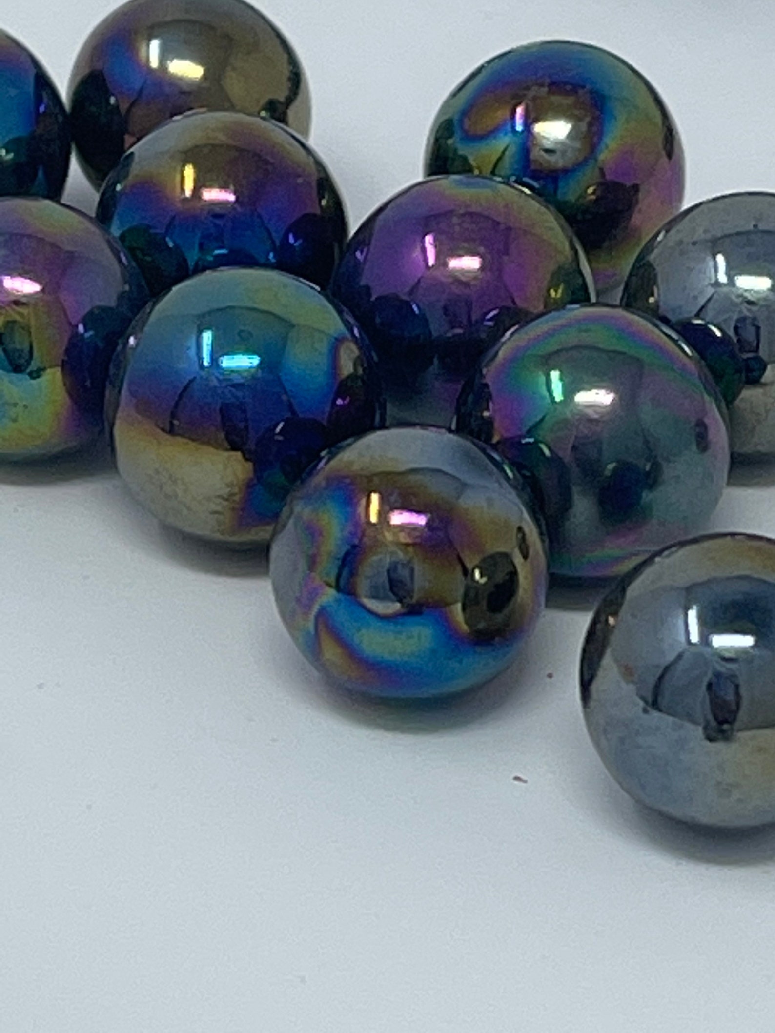 14mm Blue Purple Oily Glass Marbles - 20 Pieces Carnival Glass Style ...