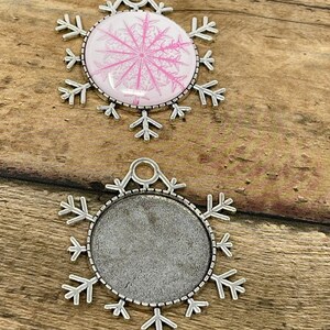 20 Snowflakes Bezels Settings With 25mm Cabochon Base Snow Ornament Antique Silver - Etsy