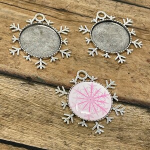 20 Snowflakes Bezels Settings With 25mm Cabochon Base Snow Ornament Antique Silver - Etsy