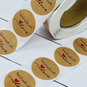 500 Handmade With Love Roll of Stickers Seals Adhesive - Gift Bags ...