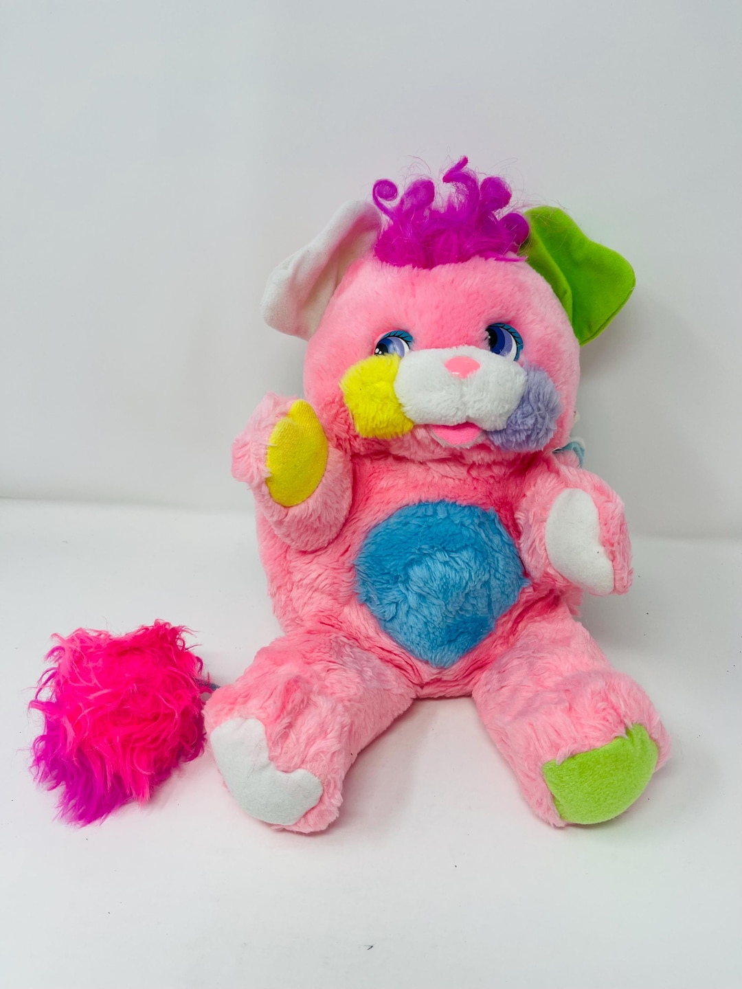 Vintage 1986 Popples Cribsy Plush Baby Pink Tail Rattle Popples Toy 80s ...