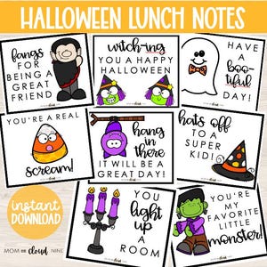 Halloween Lunch Box Notes | Halloween Lunchbox Notes | Printable Lunch ...