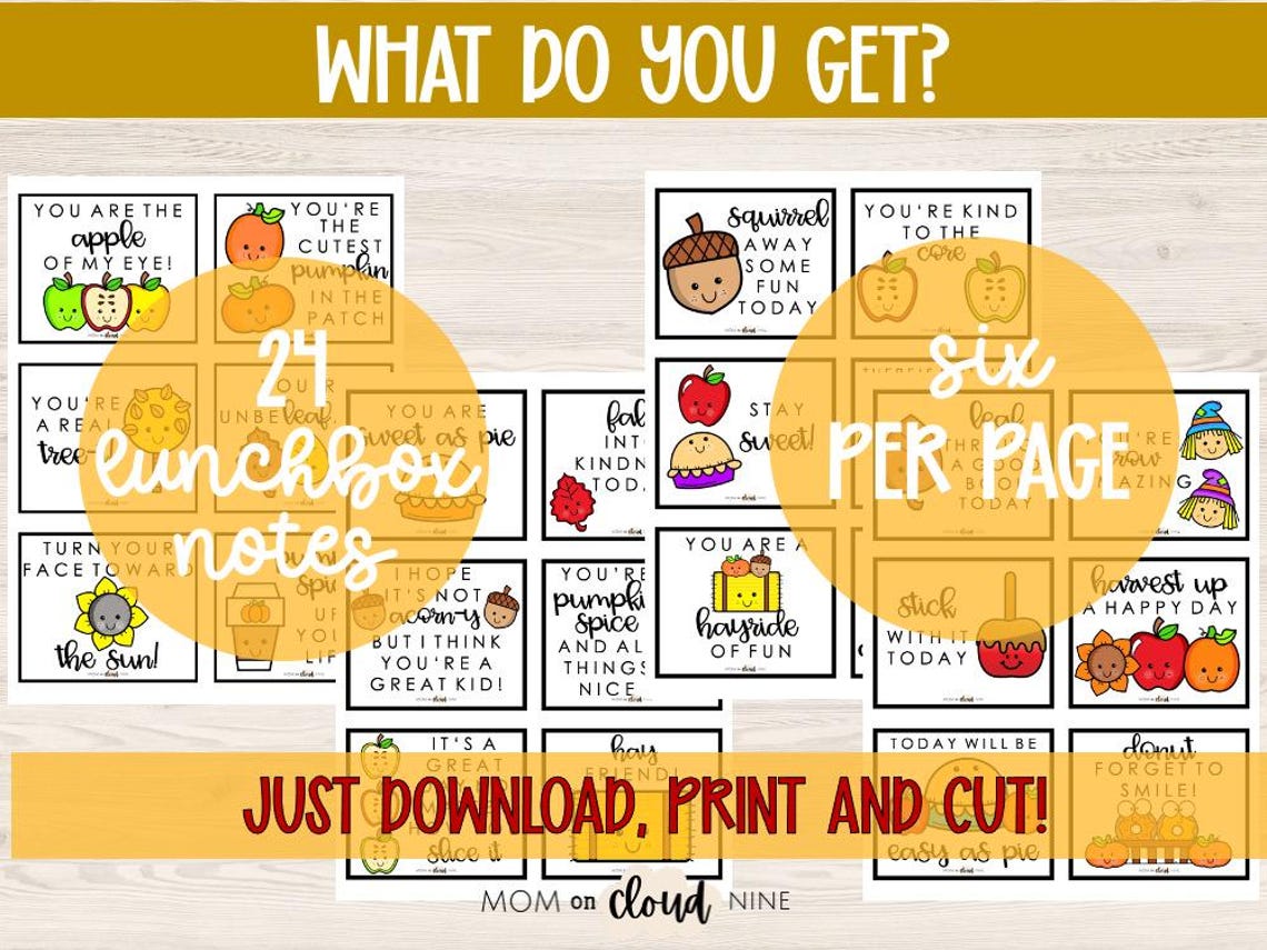 Fall Lunch Box Notes | Fall Lunchbox Notes | Printable Lunch Box Love ...