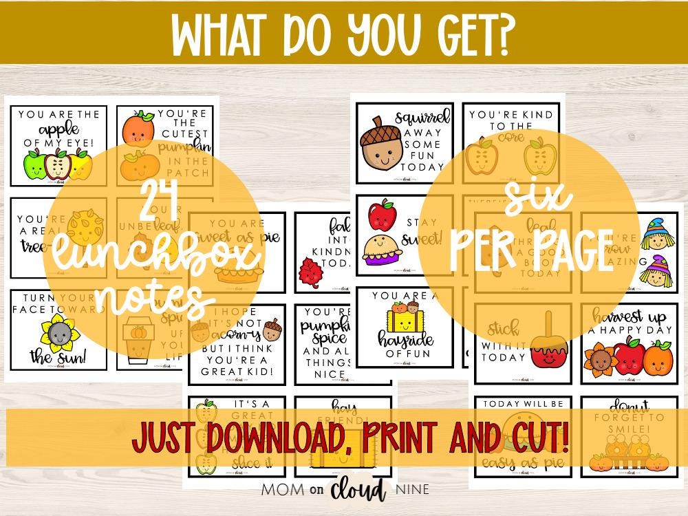 Fall Lunch Box Notes | Fall Lunchbox Notes | Printable Lunch Box Love ...