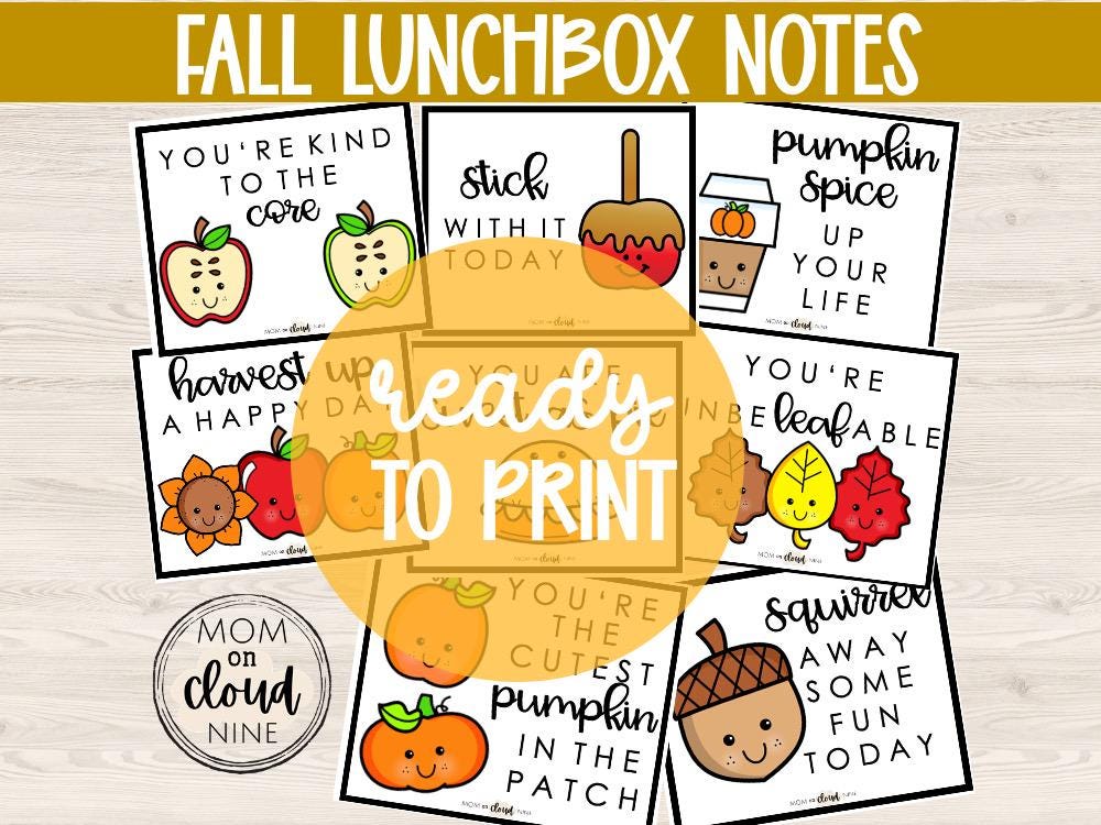 Fall Lunch Box Notes | Fall Lunchbox Notes | Printable Lunch Box Love ...