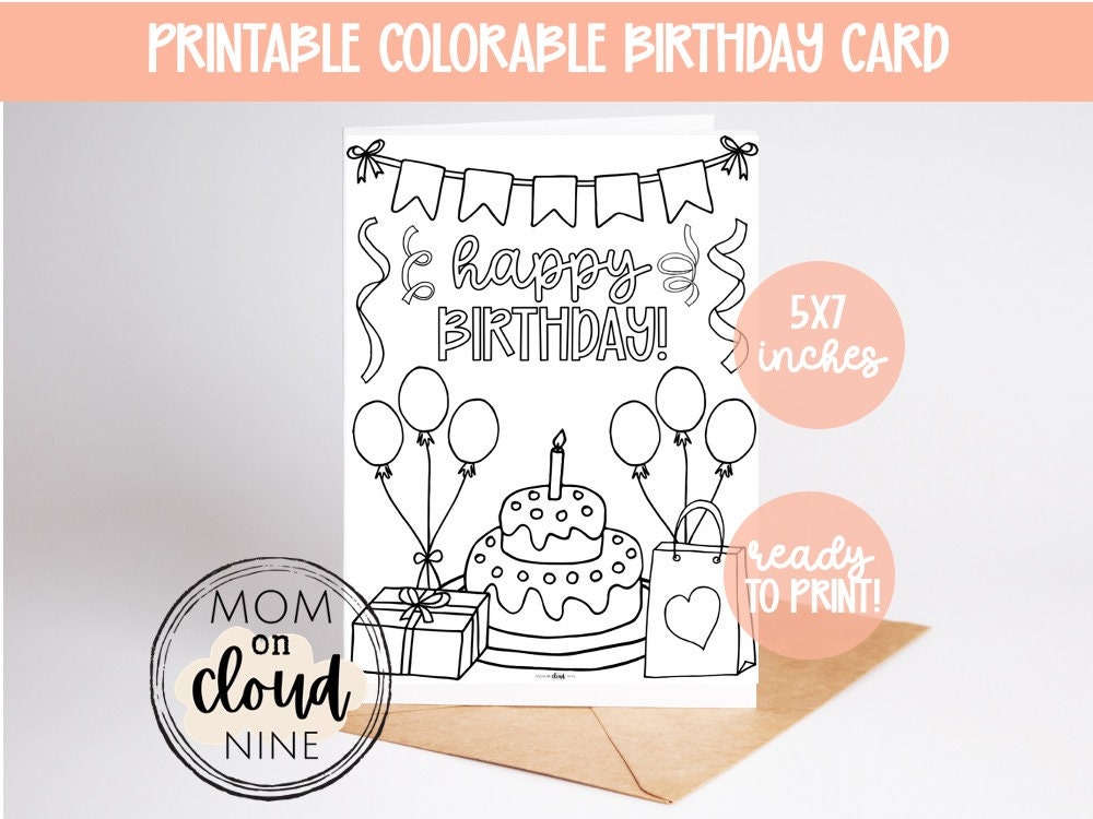 Printable Colorable Birthday Card | Coloring Birthday Card Printable ...