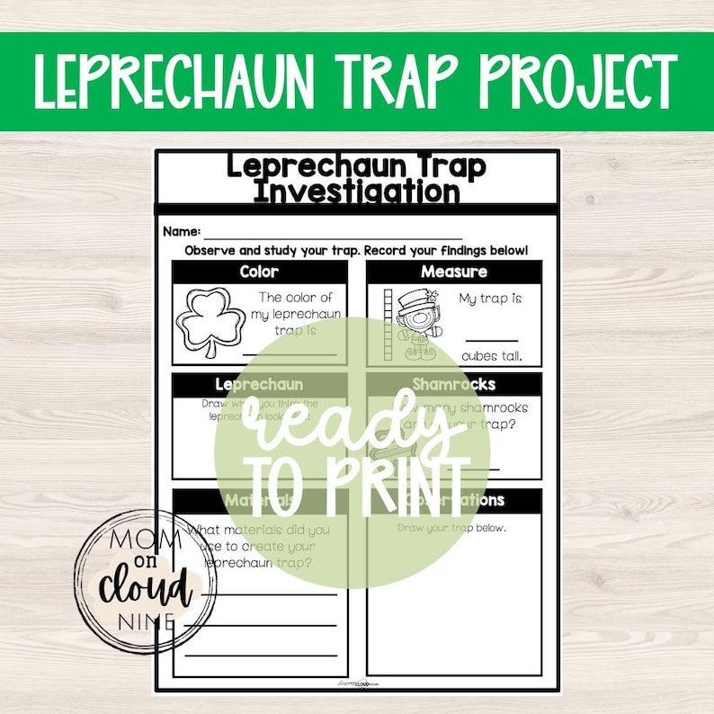 Leprechaun Trap Printable | Kindergarten Leprechaun Trap Project ...
