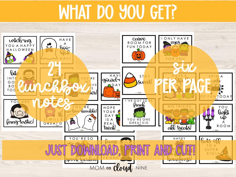 Halloween Lunch Box Notes | Halloween Lunchbox Notes | Printable Lunch ...