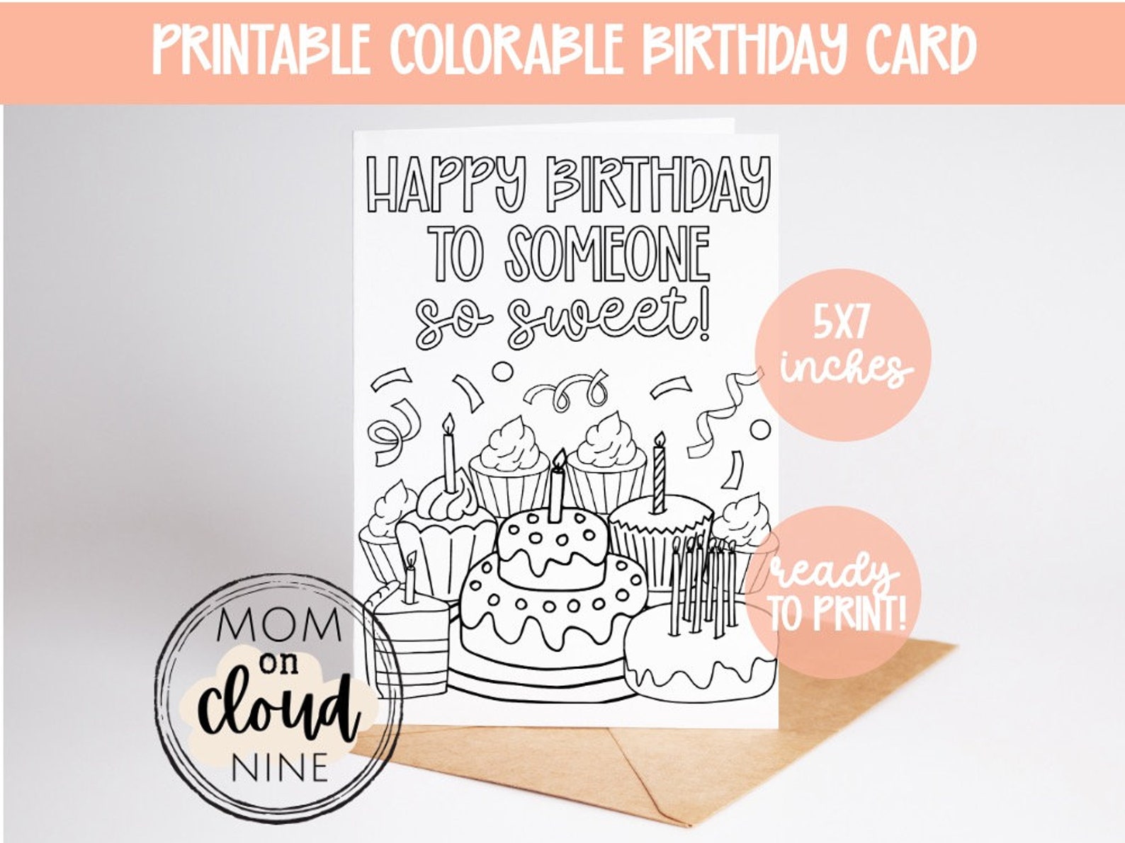 Printable Colorable Birthday Card Coloring Birthday Card Printable ...