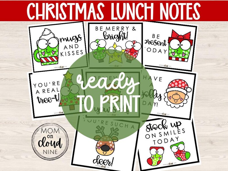 Christmas Lunch Box Notes | Christmas Lunchbox Notes | Printable Lunch ...