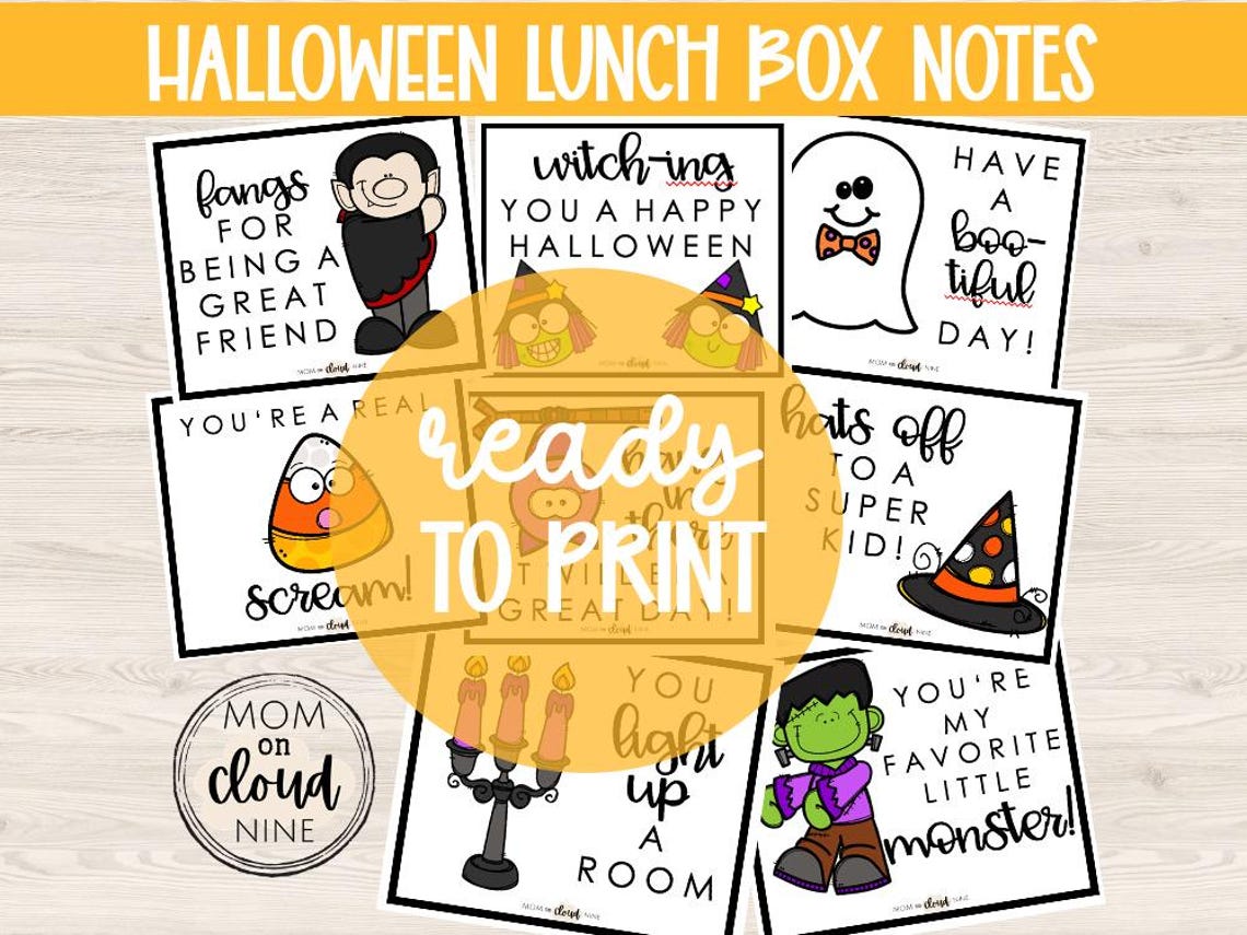 Halloween Lunch Box Notes | Halloween Lunchbox Notes | Printable Lunch ...