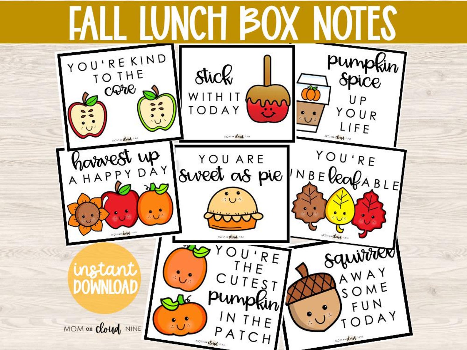 Fall Lunch Box Notes | Fall Lunchbox Notes | Printable Lunch Box Love ...