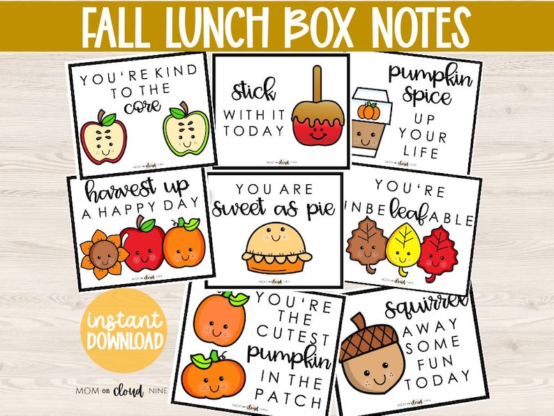 Fall Lunch Box Notes | Fall Lunchbox Notes | Printable Lunch Box Love ...