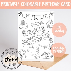 Printable Colorable Birthday Card Coloring Birthday Card Printable ...
