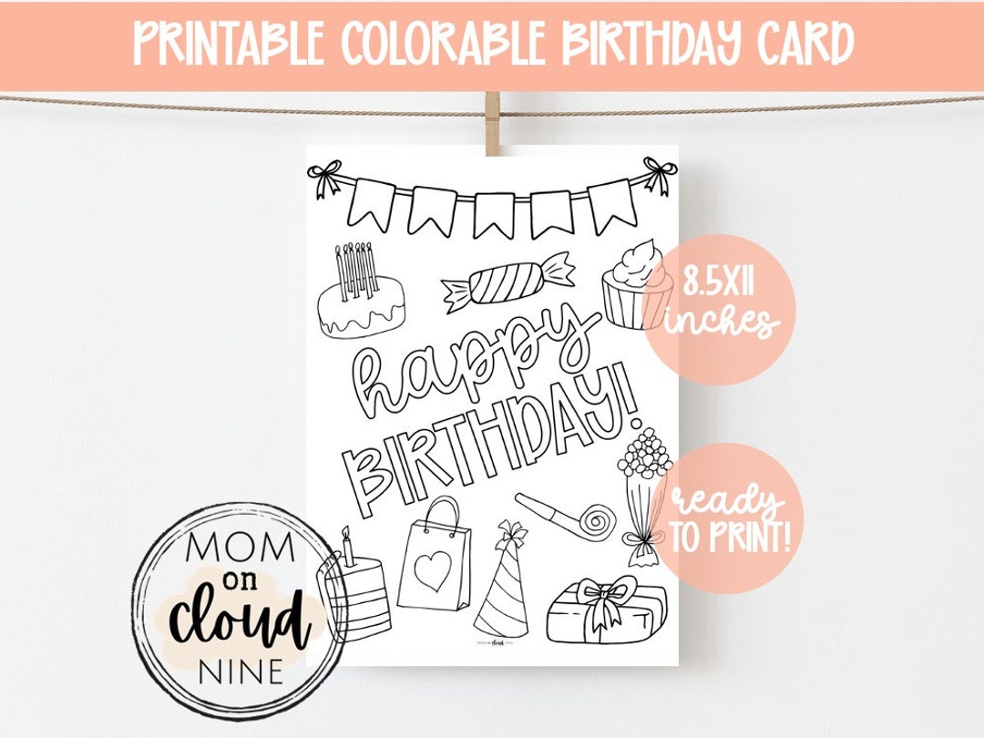 Printable Colorable Birthday Card | Coloring Birthday Card Printable ...