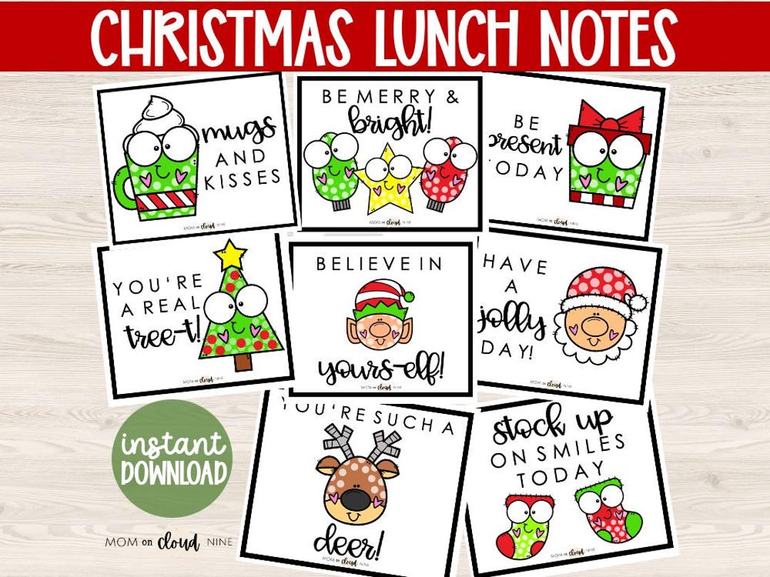 Christmas Lunch Box Notes | Christmas Lunchbox Notes | Printable Lunch ...