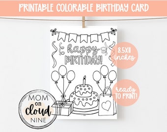 Printable Colorable Birthday Card | Coloring Birthday Card Printable ...